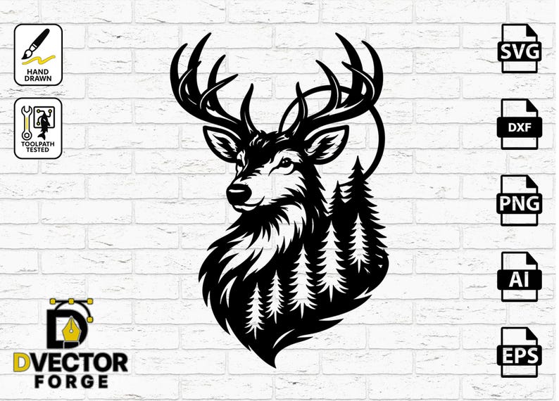 Deer Forest Vector CNC Project – CAD Design for Plasma or Laser Cutting ...