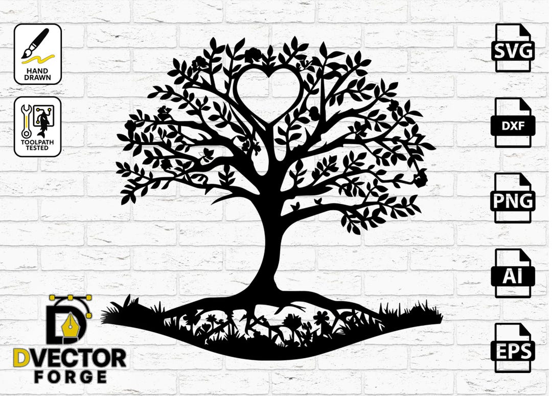 Heart Tree of Life SVG DXF CNC | Love Tree Cut File for Cricut ...