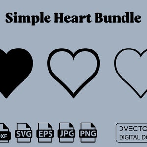 Simple Heart Instant Digital Download, Solid Heart, Thin Outline Heart ...