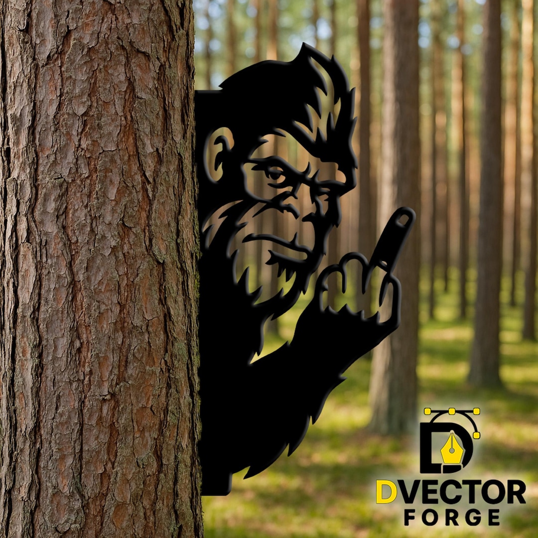 Peeking Bigfoot Middle Finger SVG – Metal Bending Cut File With Relief ...