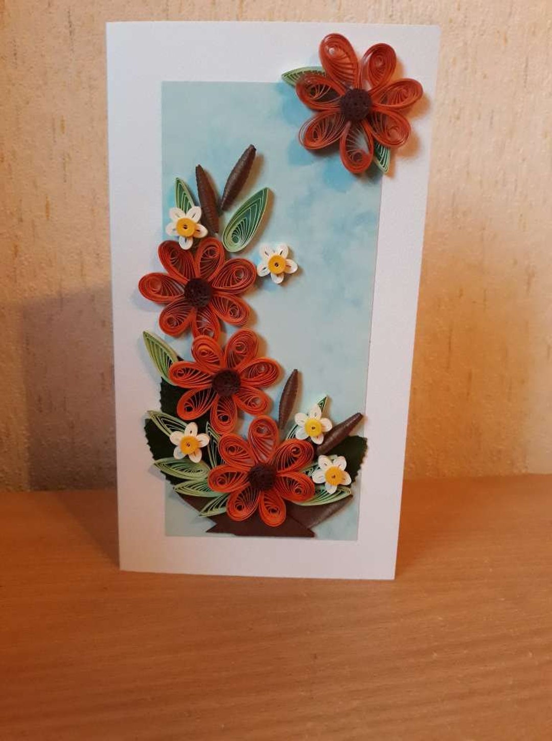 Paper Quilling Greeting Card With Handmade Flowers Card for - Etsy