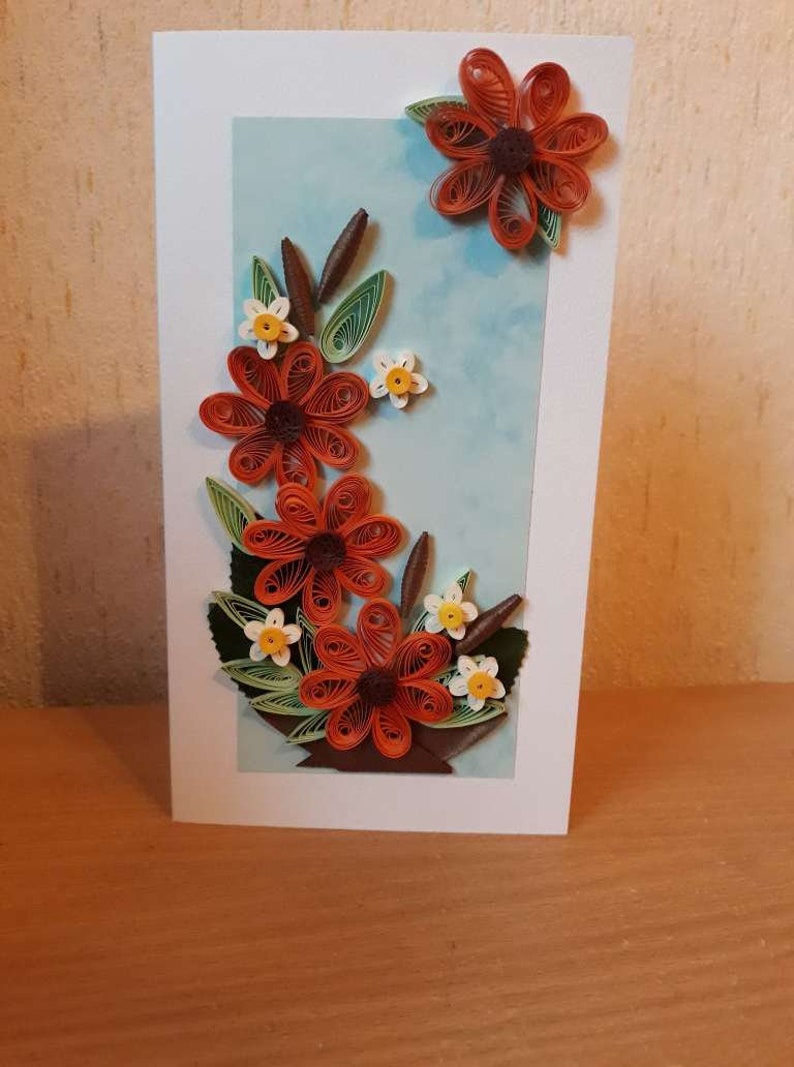 Paper Quilling Greeting Card With Handmade Flowers Card for - Etsy