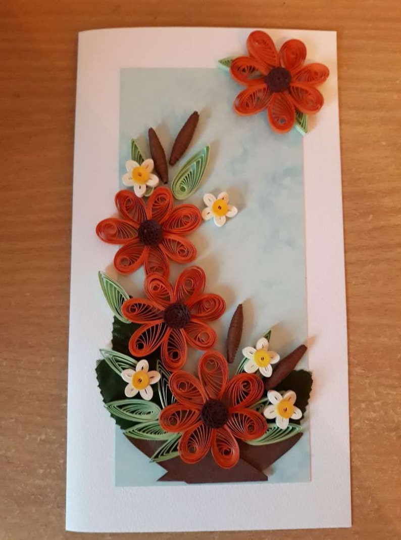 Paper Quilling Greeting Card With Handmade Flowers Card for - Etsy
