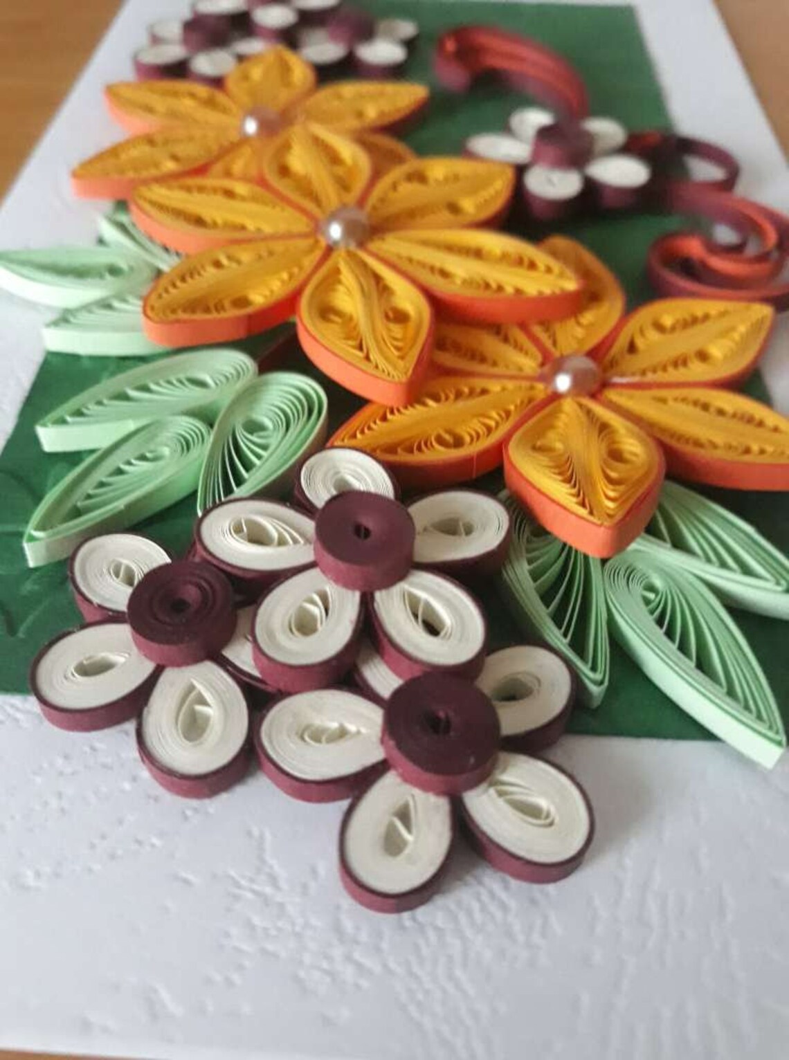 Paper Quilling Greeting Card With Handmade Flowers Card for - Etsy