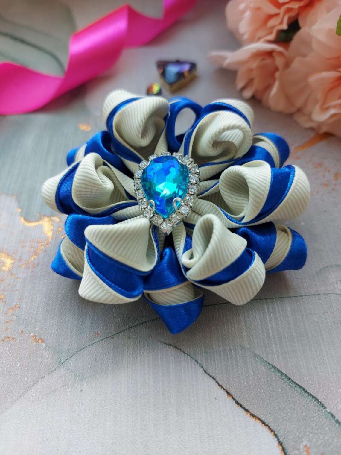 Kanzashi Flower Fabric Brooch Handmade Ribbon Brooch Brooch - Etsy