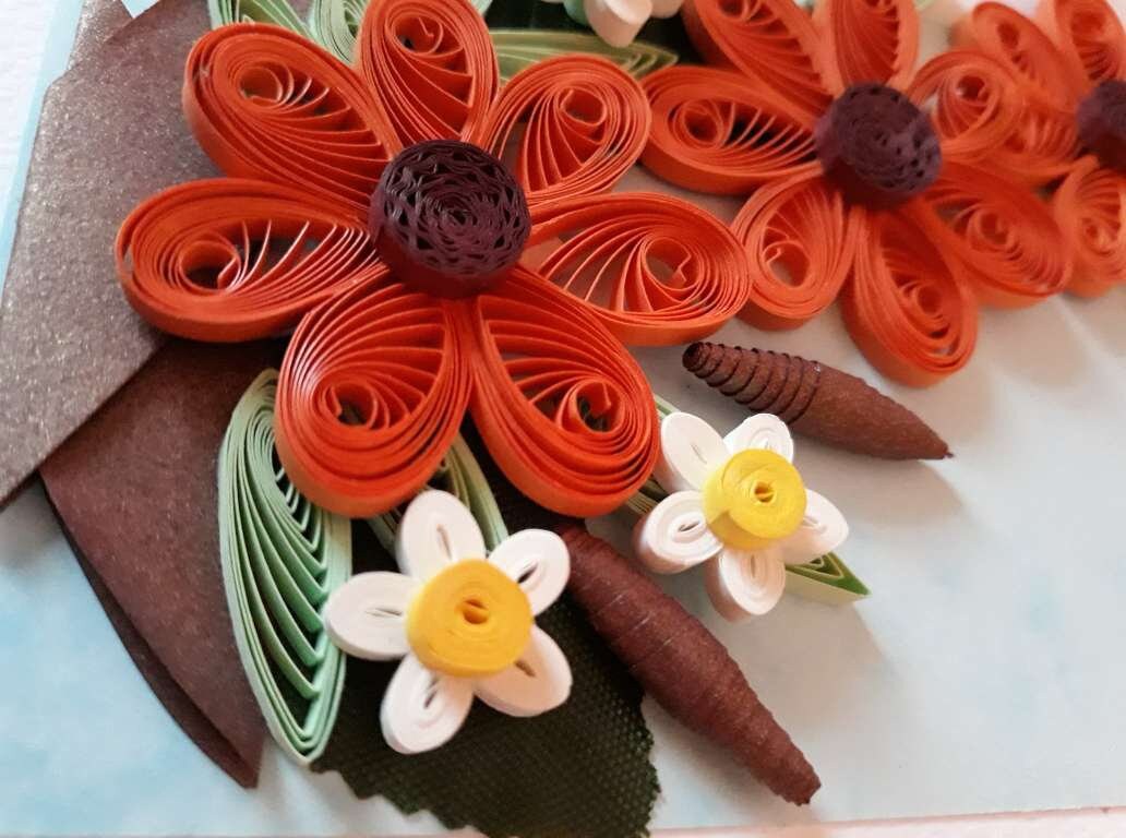 Paper Quilling Greeting Card With Handmade Flowers Card for - Etsy