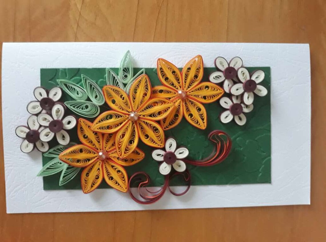 Paper Quilling Greeting Card With Handmade Flowers Card for - Etsy