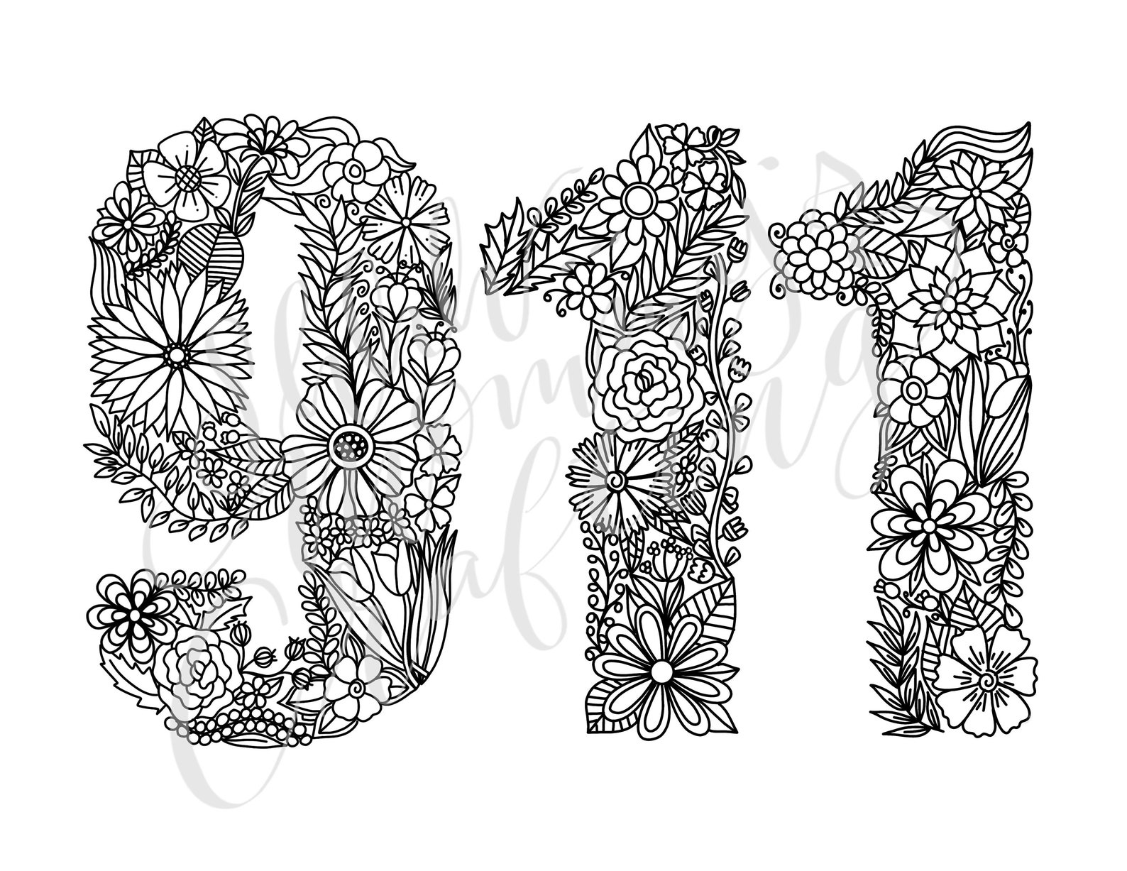 Dispatcher Coloring Page 911 Dispatcher Floral Coloring | Etsy