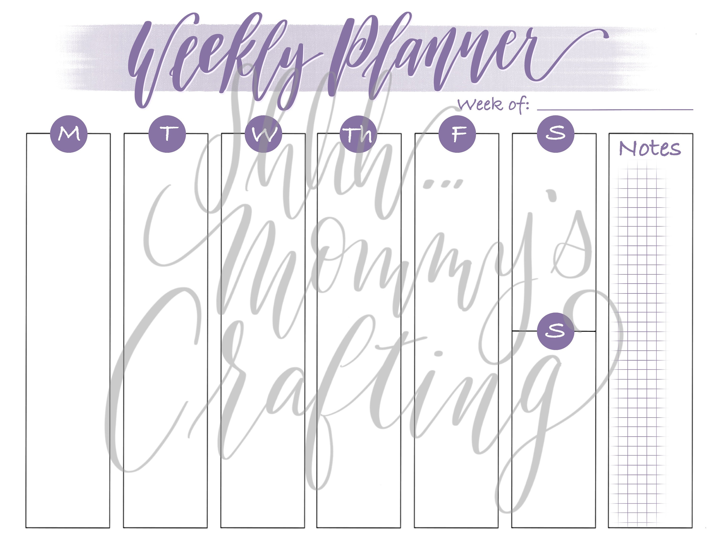 Weekly Planner in Purple PDF Printable Digital Download | Etsy