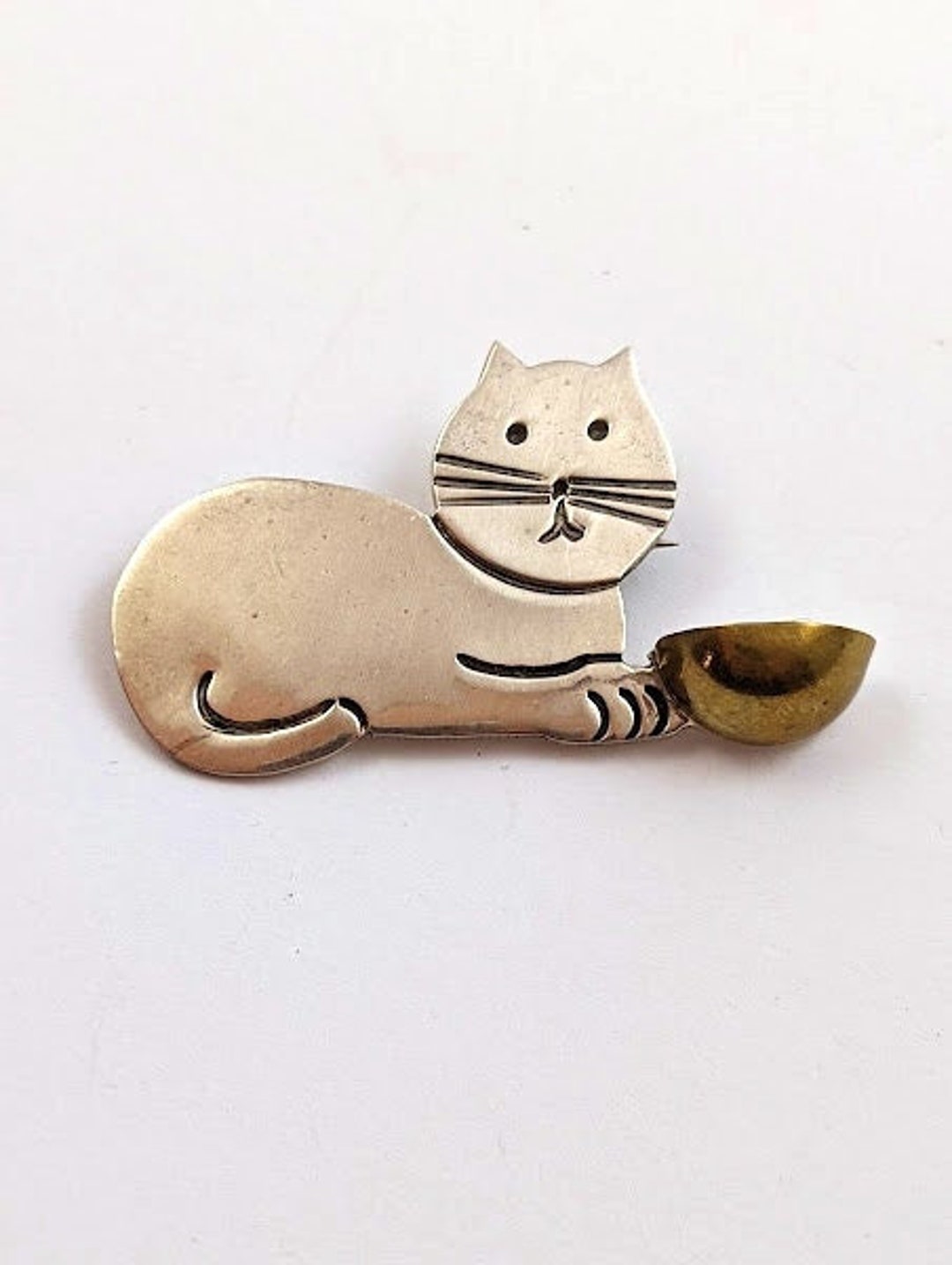 Vintage Cat Pin in Sterling Silver 1960's Vintage - Etsy