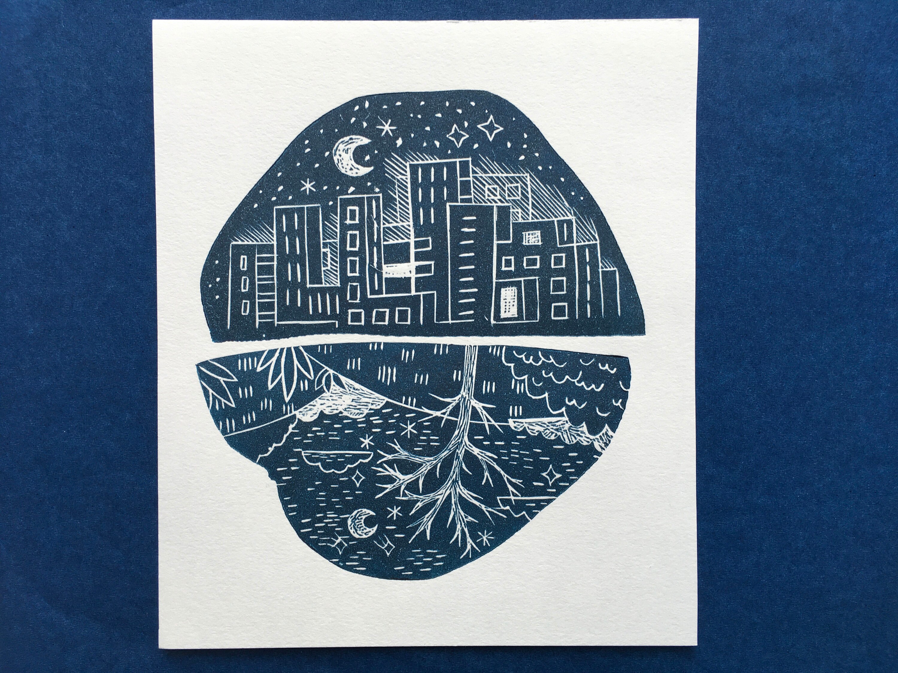 Paisaje/ Paisaje del paisaje Grabado ilustración original grabado ...