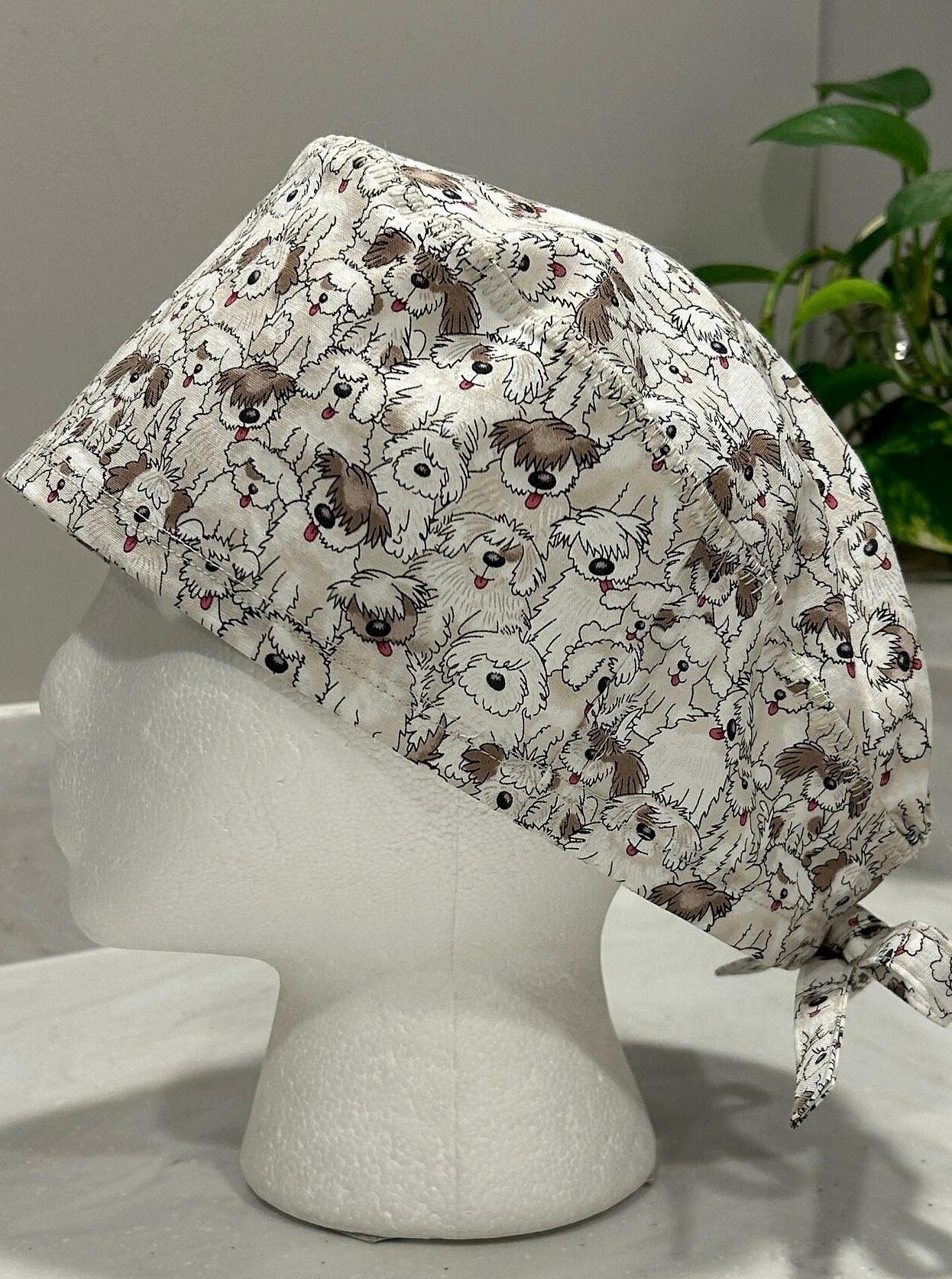 Fluffy Pups Scrub Cap, Veterinary / Vet Tech Surgical Cap, Unisex OR ...