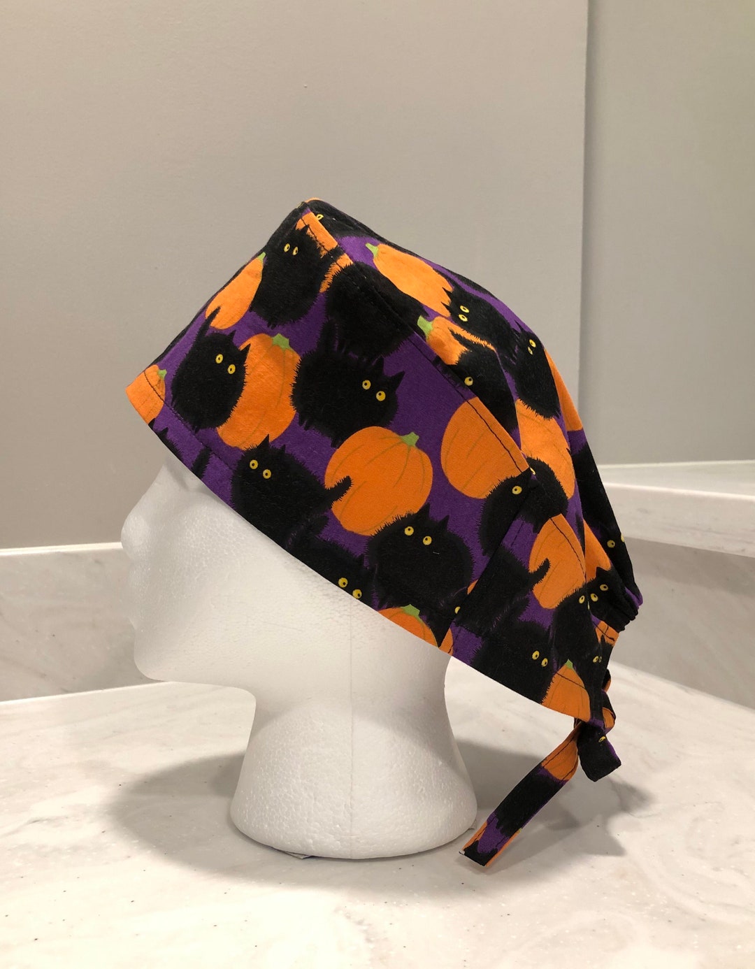 Amanda’s Big Kitty Scrub Cap, Cat Theme Scrub Cap, Veterinary Scrub Cap ...
