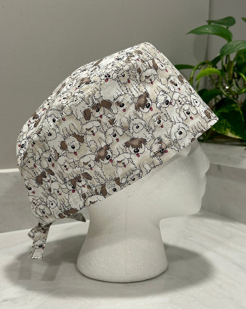 Fluffy Pups Scrub Cap, Veterinary / Vet Tech Surgical Cap, Unisex OR ...