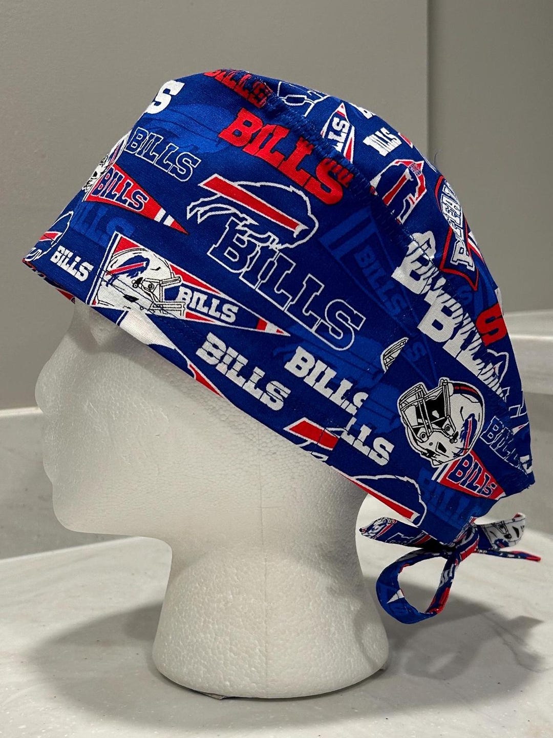 Go Bills! Buffalo Bills Pennant Print Scrub Cap, Unisex or Ponytail ...