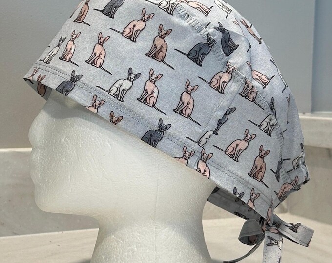 Sphynx Cat Scrub Cap, Hairless Cat Scrub Cap, Veterinarian Scrub Cap ...