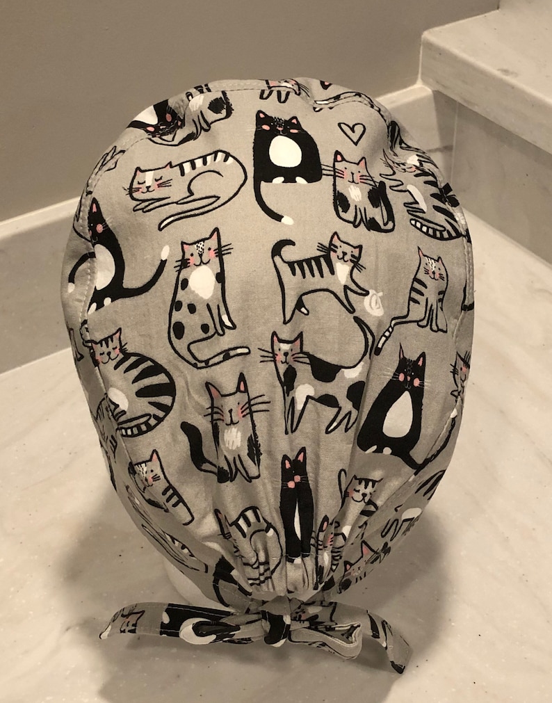 Black and Gray Cats Scrub Cap Cat Print Scrub Cap Veterinary - Etsy