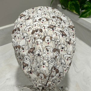 Fluffy Pups Scrub Cap, Veterinary / Vet Tech Surgical Cap, Unisex OR ...