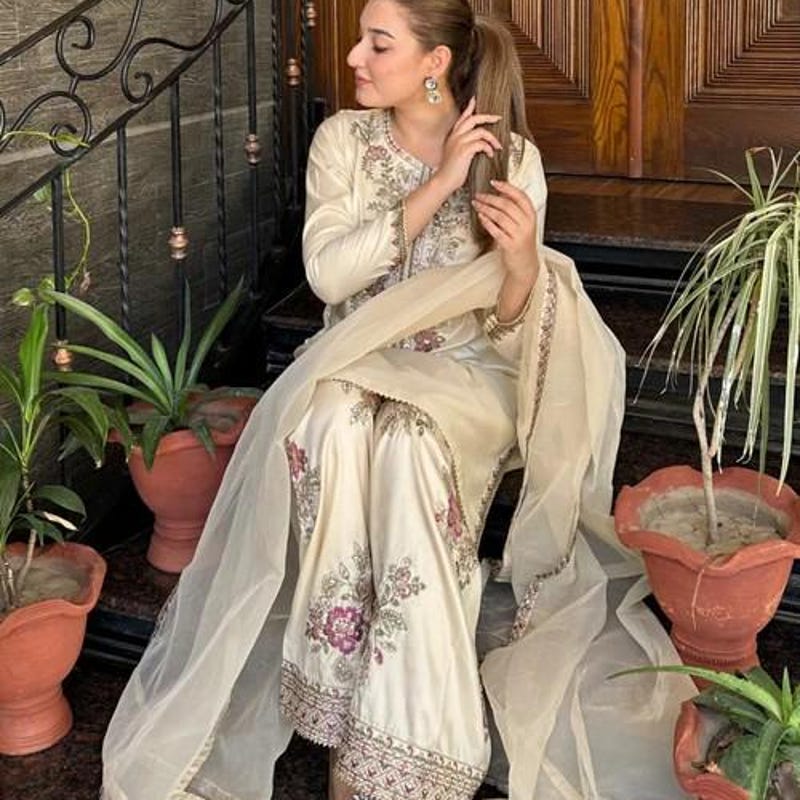 White Silk Farshi Shalwar - Etsy