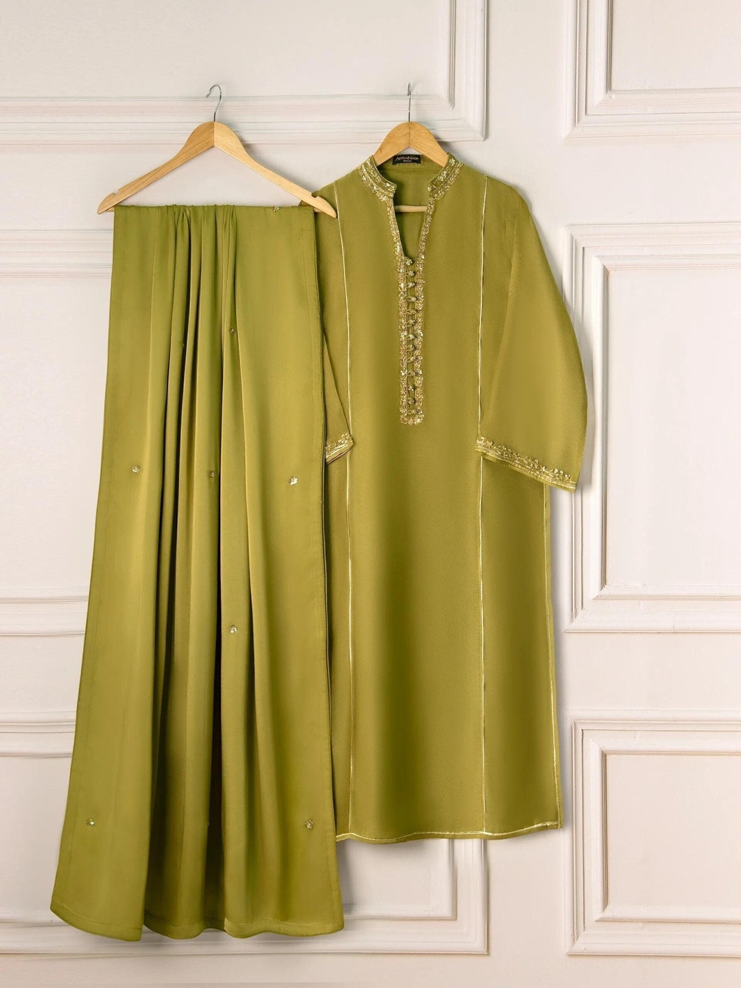 Aghanoor 3 Piece Pure Cotton Net Embroidered Suit - Dhani Green - Etsy