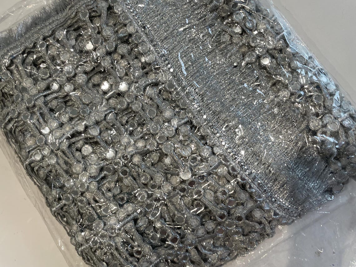 Silver Sheesh Handmade Gota Patti Coin Dupatta Now With Kiran Lace All ...