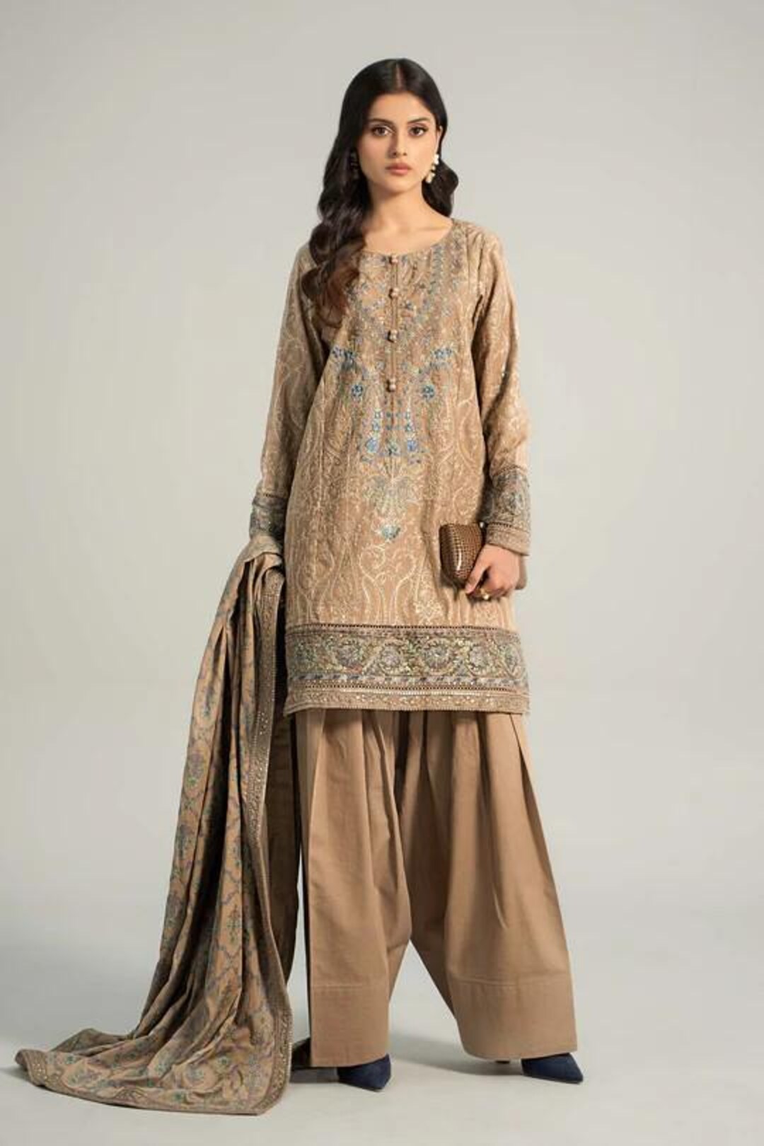 Maria.b - Farshi Shalwar Suit - 3 Piece Embroidered Khaddar (small ...