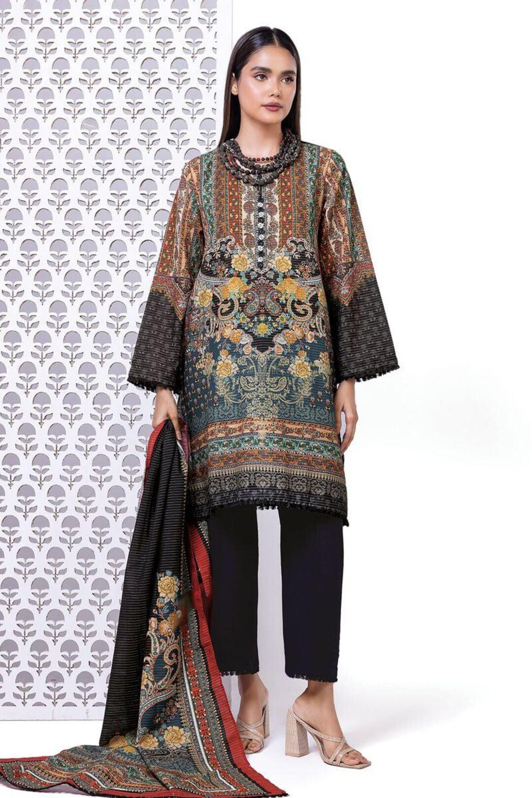 3 Piece Printed Light Khaddar (khadi) Suit - Size 12 - Winter Wear - Etsy
