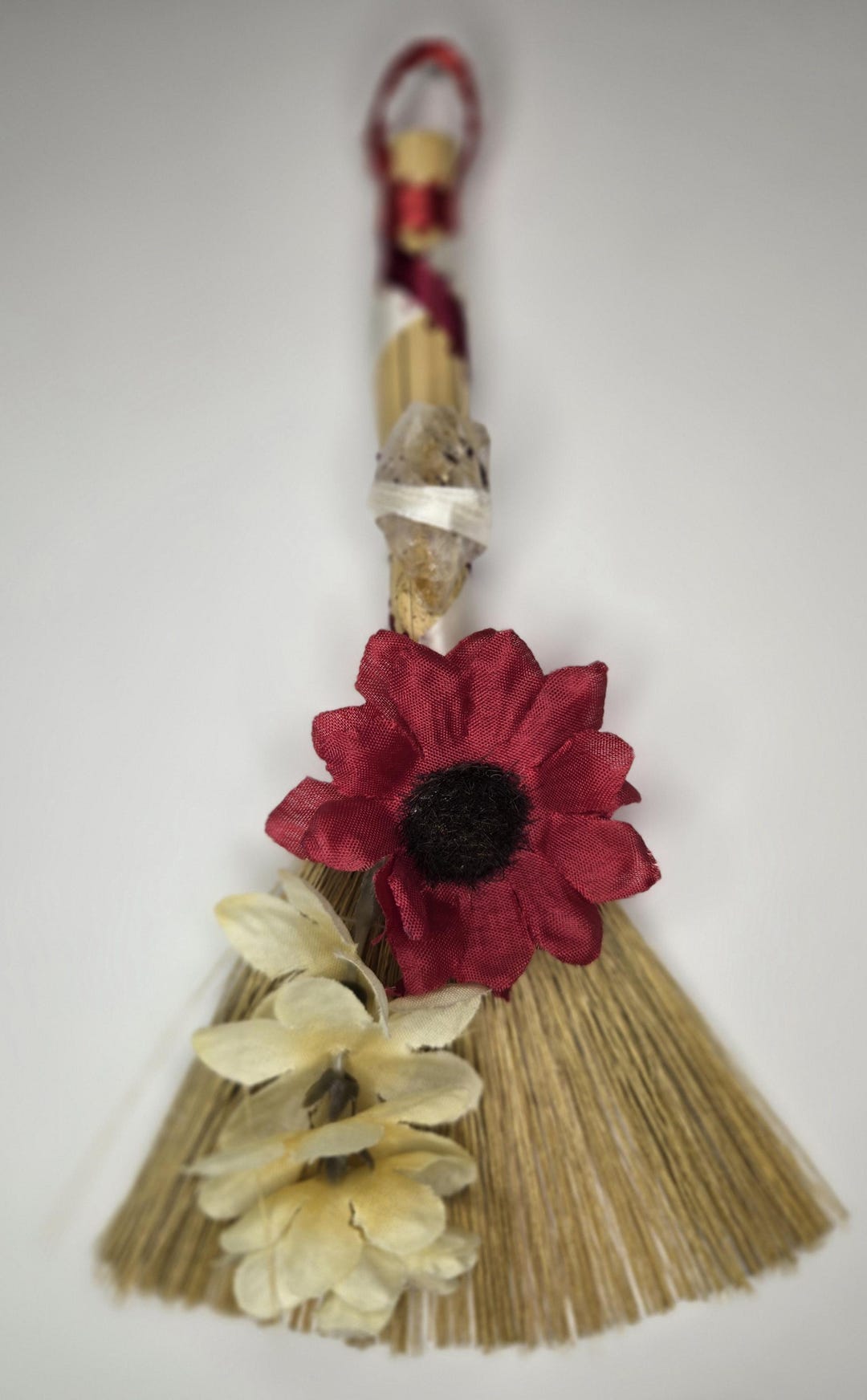 Red & Cream Quartz Crystal Mini Besom Broom - Etsy