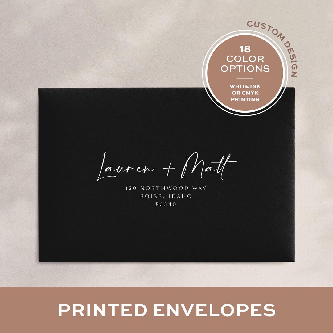White Ink Envelope Addressing, Printed Guest Envelope Addressing ...