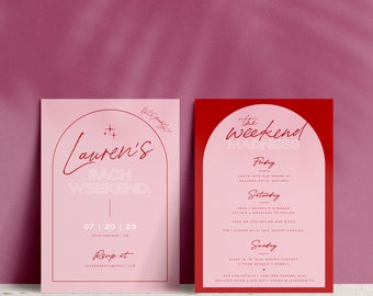 Pink Doll Bachelorette Weekend Itinerary and Invite Template - Etsy