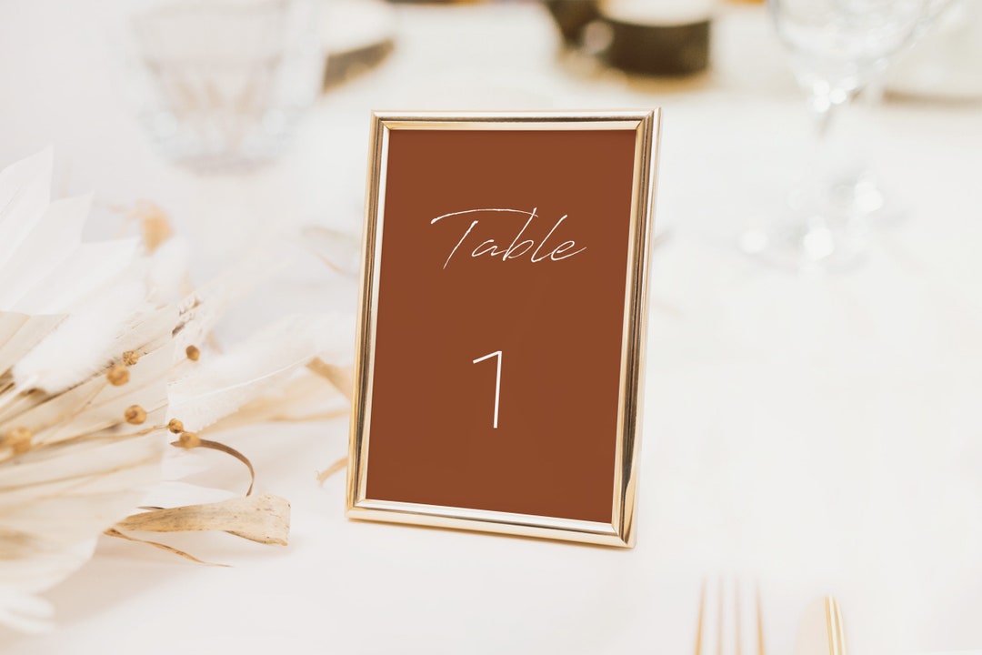 Printed Boho Table Number Card, Modern Wedding Table Numbers, Simple ...
