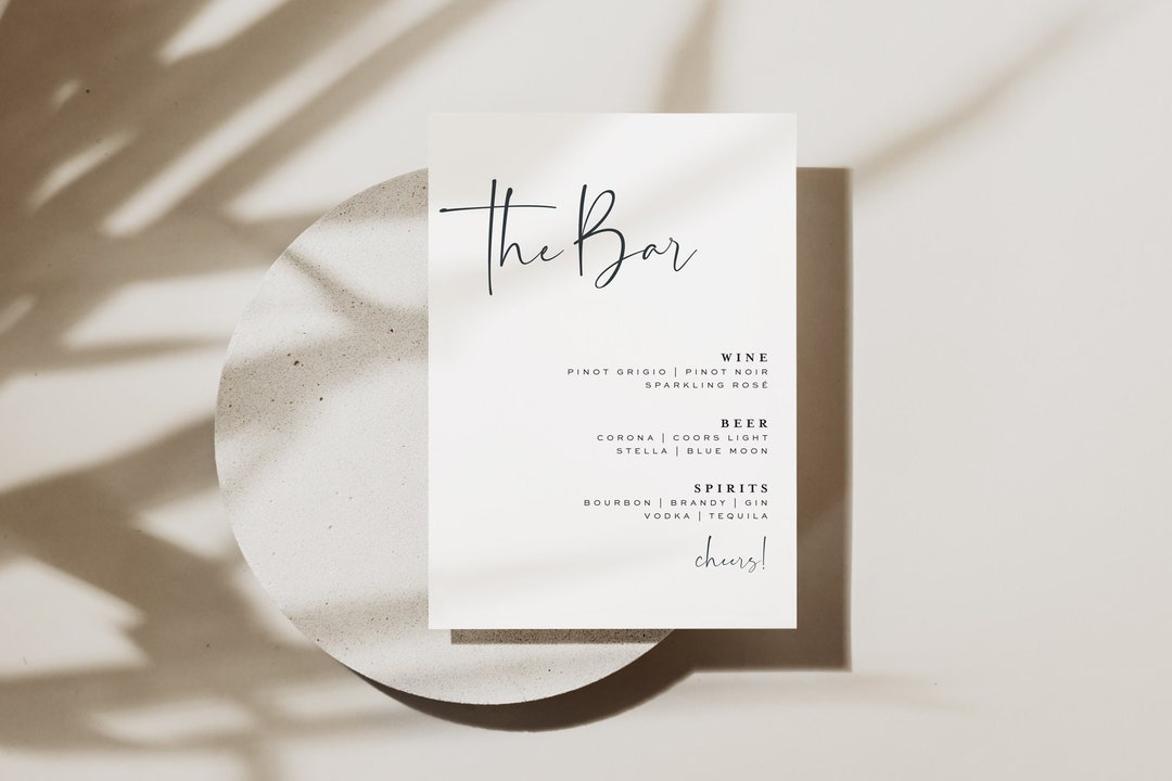 Signature Drinks, Bar Menu Sign Printed, Signature Cocktail Sign ...