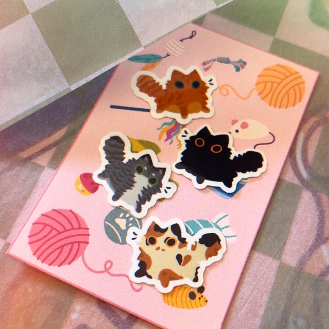 Mini Cat Stickers | Adoptable Kitties | Cute Cat Vinyl Stickers for ...