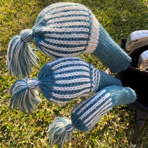 Handcrafted Knit Golf Club Headcovers: Customizable Pom-pom or Tassel ...