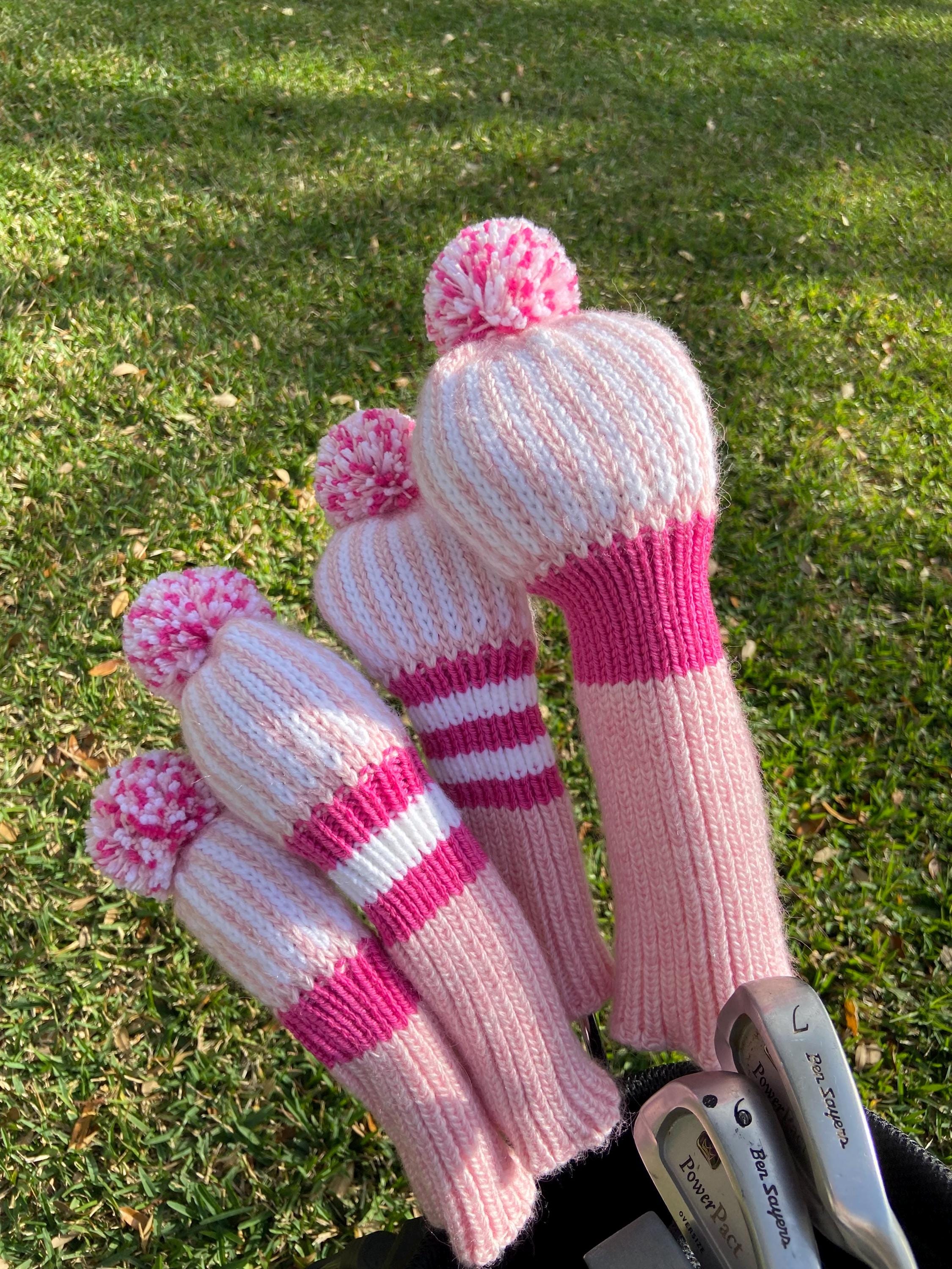 Handcrafted Knit Golf Club Headcovers: Customizable Pom-pom or Tassel ...