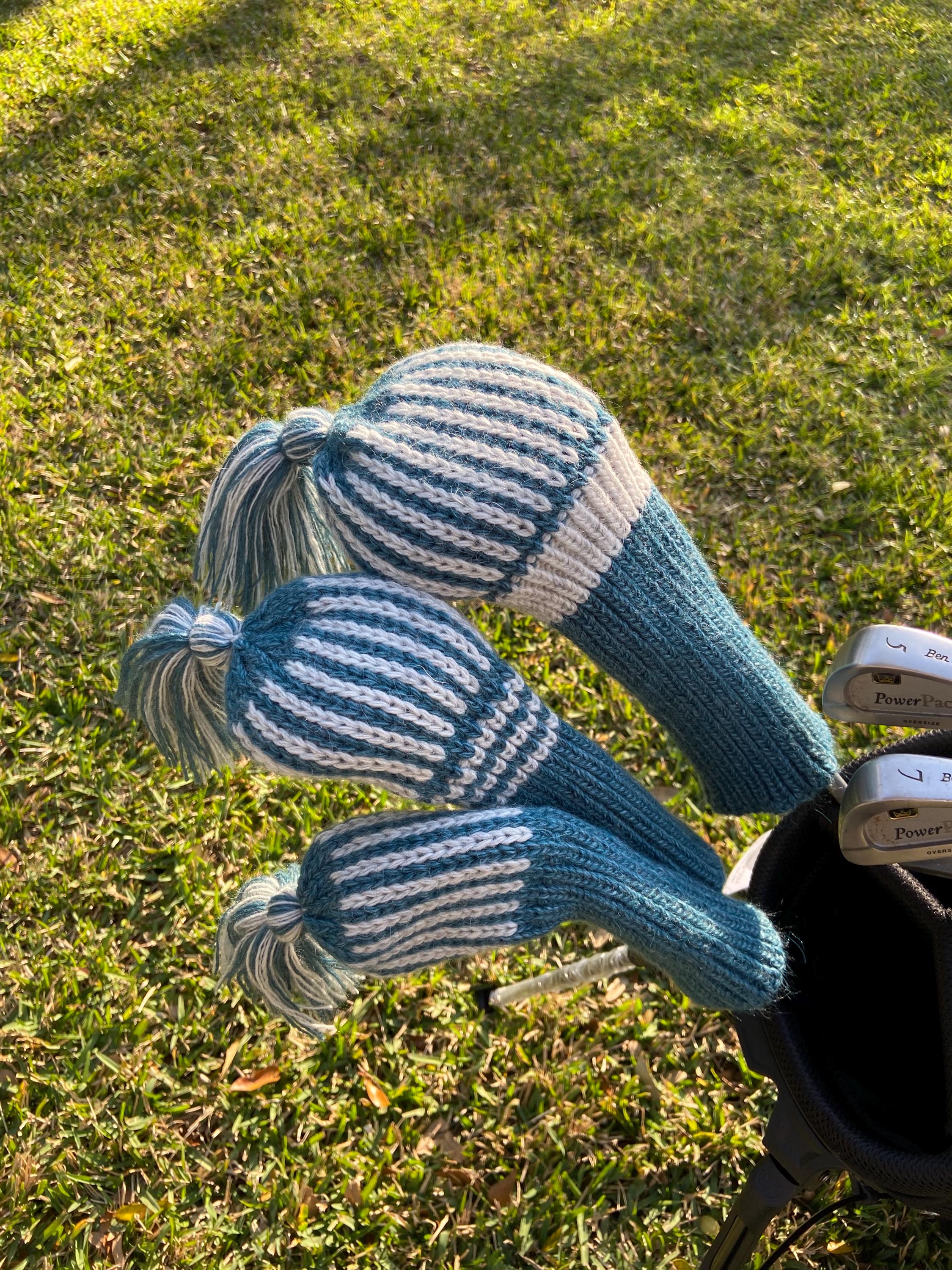Handcrafted Knit Golf Club Headcovers: Customizable Pom-pom or Tassel ...