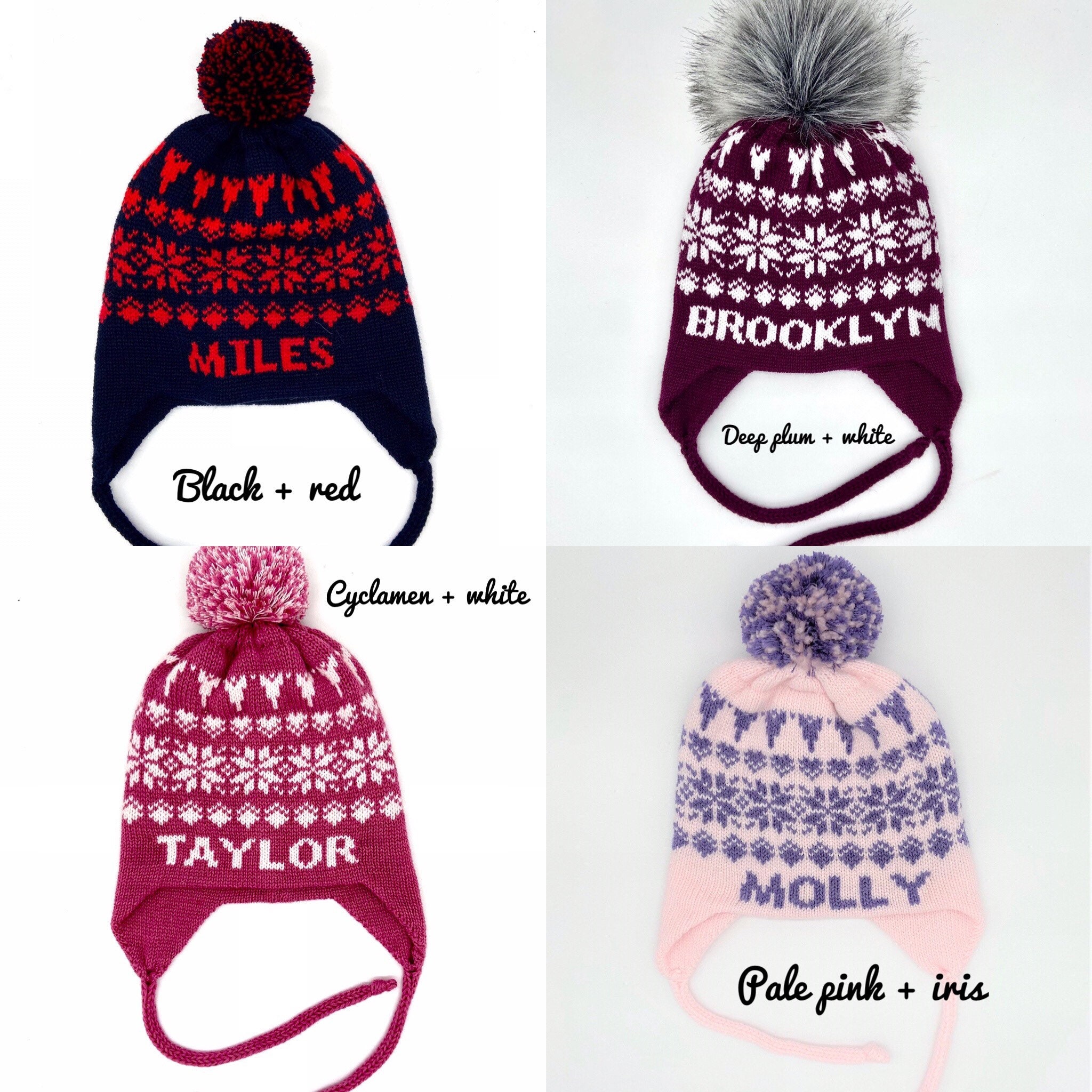 Knitted Baby Girl Winter Hat Girl Winter Hat with Name | Etsy