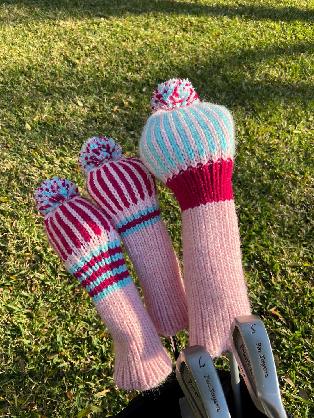 Knitted Golf Headcovers Set: Driver Headcover, Two Fairway Wood Covers ...