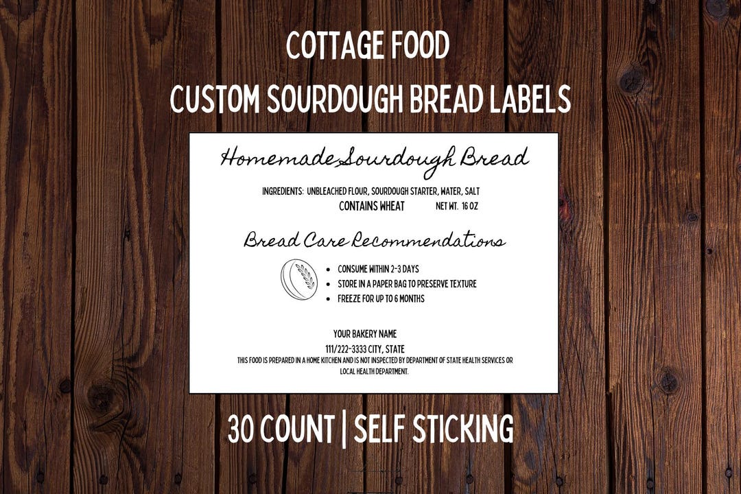 Custom Sourdough Bread Labels: 30 Self-stick Bakery Stickers - Etsy