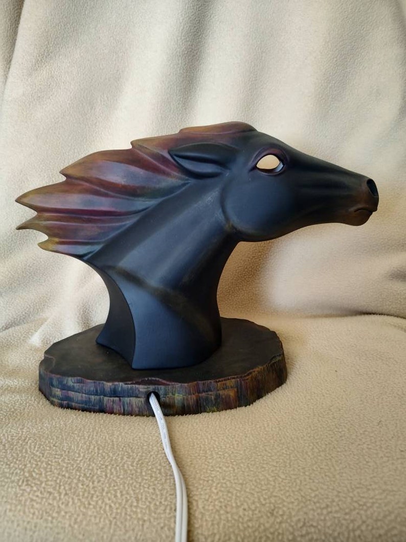 Horse Head Lamp With Base, Hand Painted Ceramic - Etsy