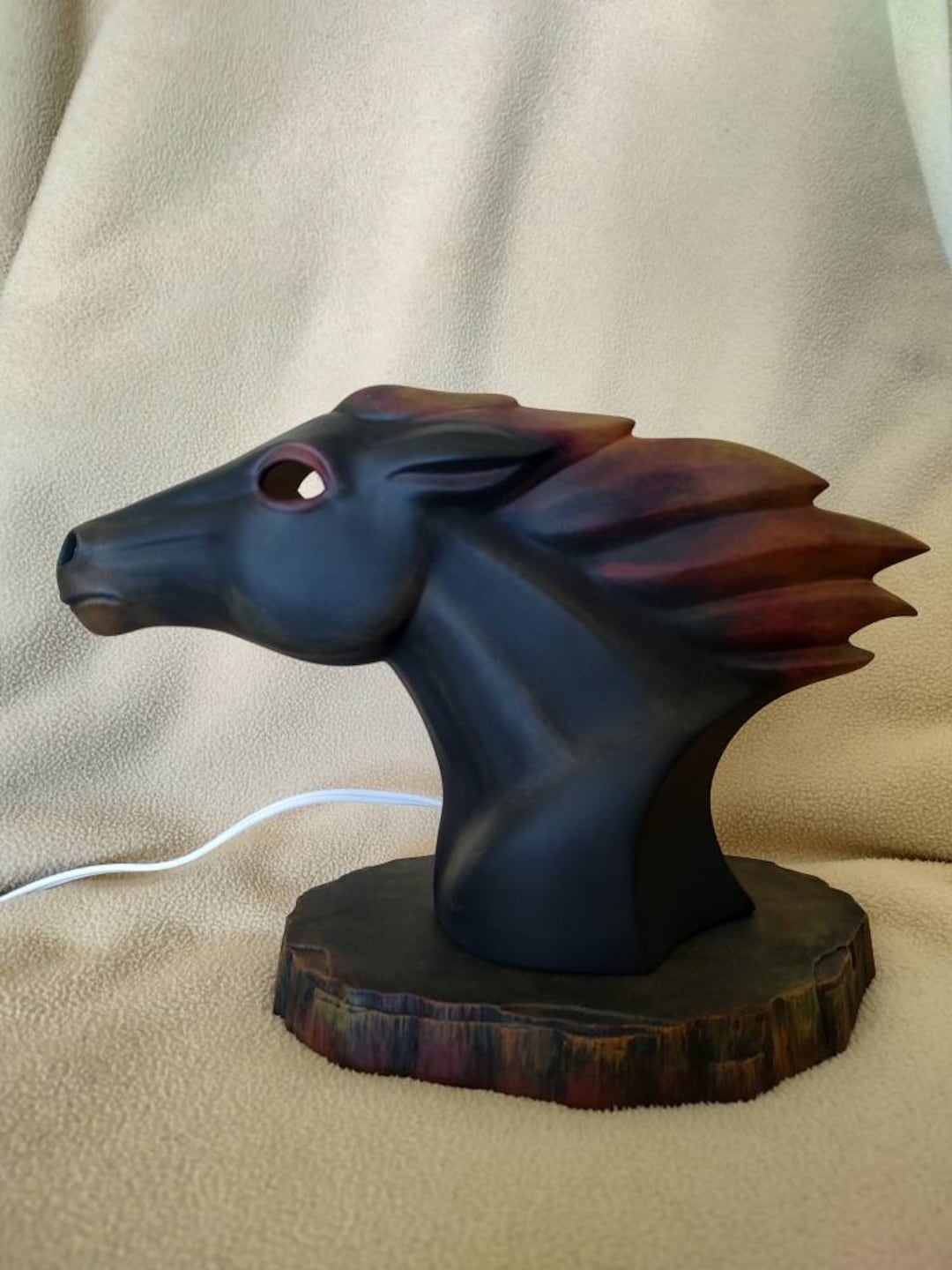 Horse Head Lamp With Base, Hand Painted Ceramic - Etsy