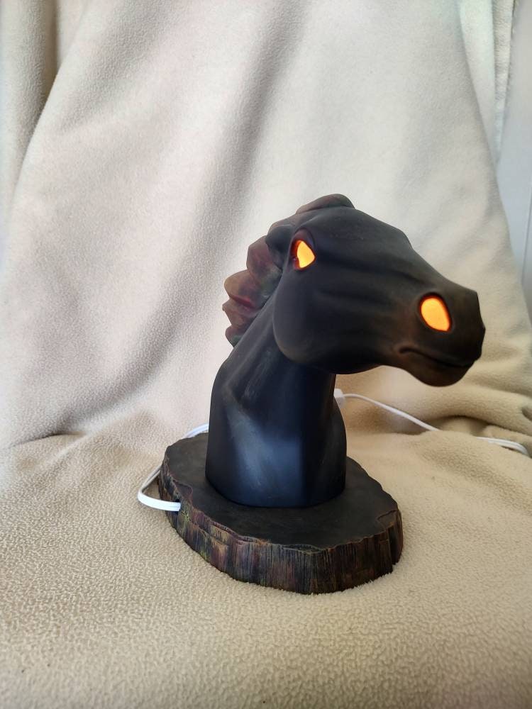 Horse Head Lamp With Base, Hand Painted Ceramic - Etsy