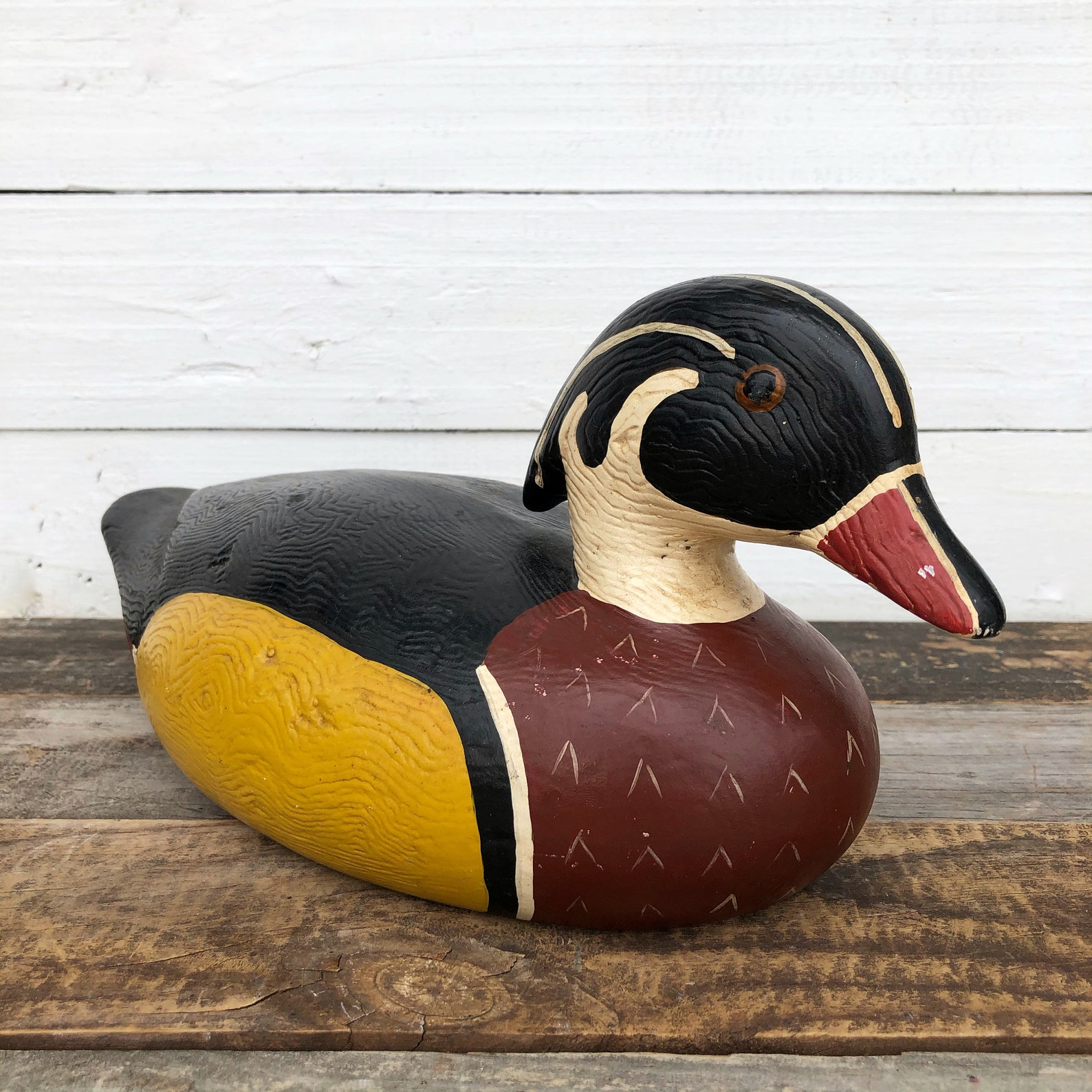 Vintage Clay Duck Hand Painted Clay Duck Wood Duck Drake | Etsy