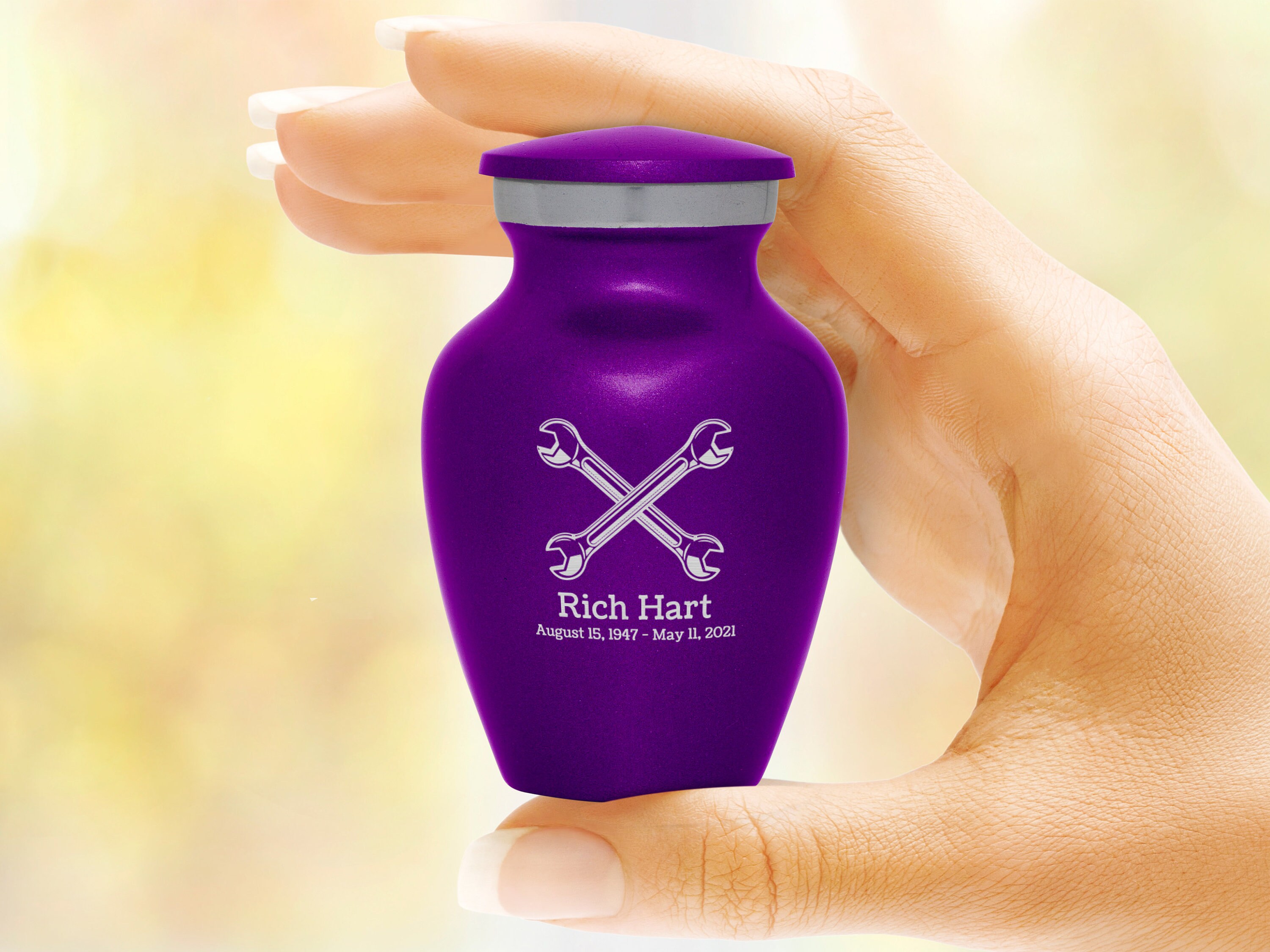 Mechanic Keepsake Cremation Urn - Engraved Crossed Wrenches ...