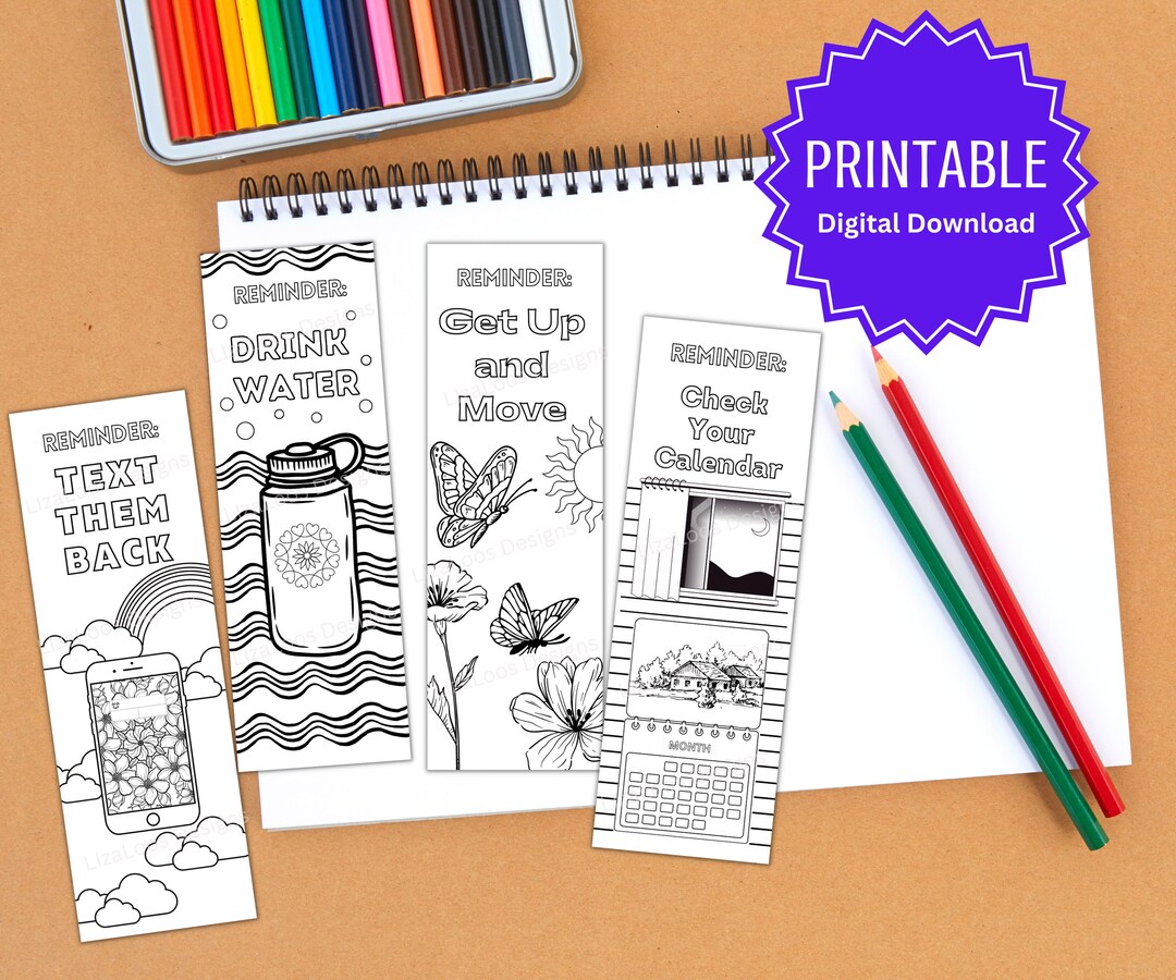 Friendly Reminder Coloring Bookmarks - Printable/digital Download - Etsy