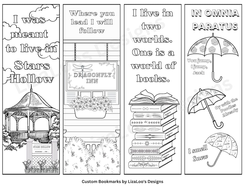 Stars Hollow Coloring Bookmarks Printable/digital Download - Etsy