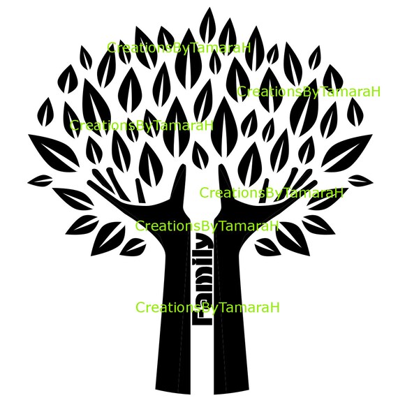 Family Tree Tree Hand Leaves Hands Family Digital SVG - Etsy