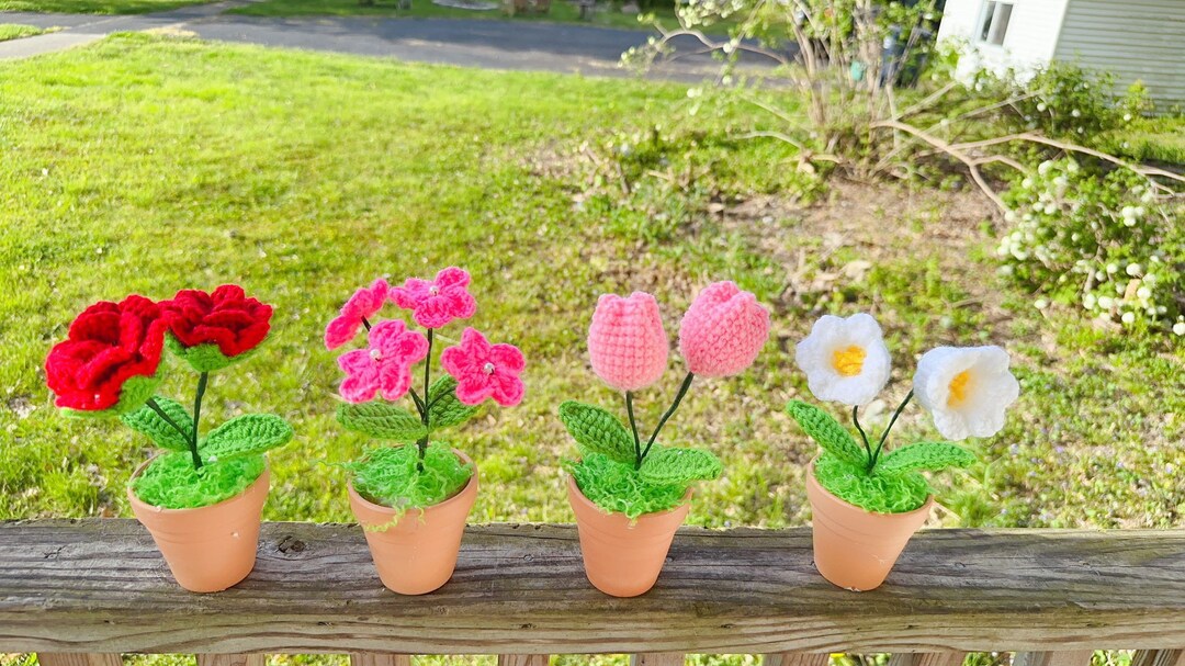 Mini Crochet Flower Pot,hand Made,personalized Gift ,home Decoration ...