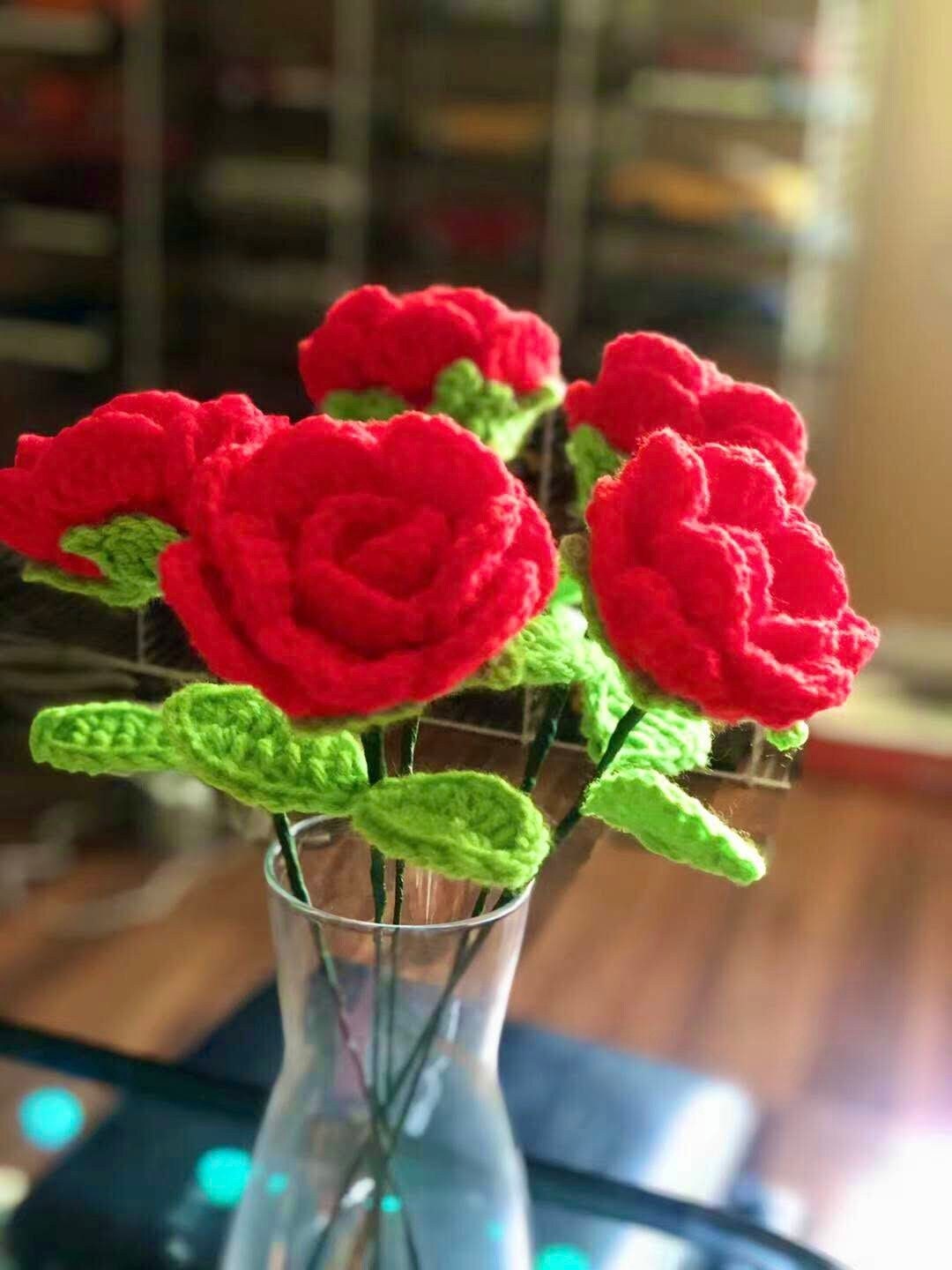 Single Crocheted Rose Flower | Etsy