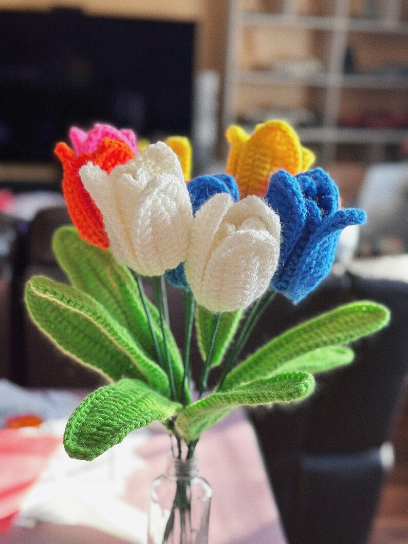 Single Crochet Tulips Flower | Handmade Crocheted Flowers - Etsy